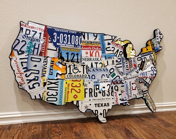 License Plate Map, Authentic USA Plates (new Large Size) - Etsy