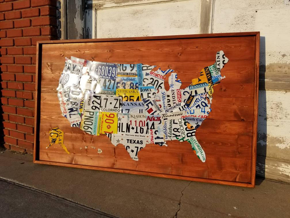 License Plate Map, Authentic USA Plates (new Large Size) - Etsy