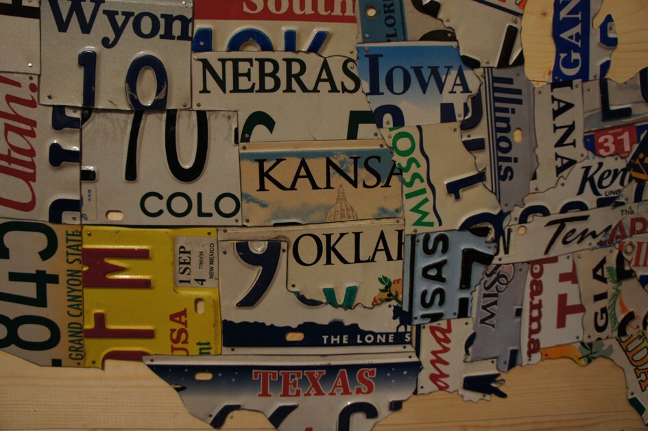 License Plate Map, Authentic US License Plates - Etsy