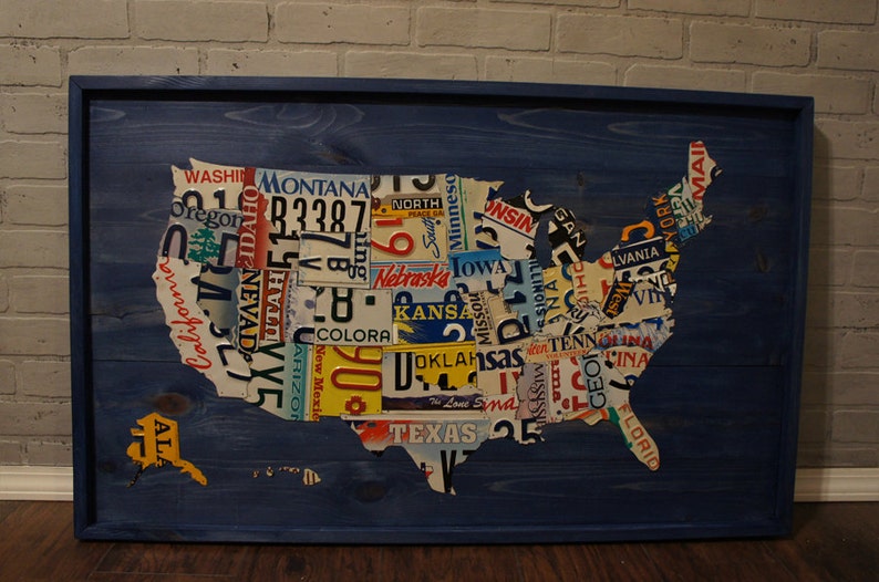 License Plate Map Authentic US License Plates - Etsy