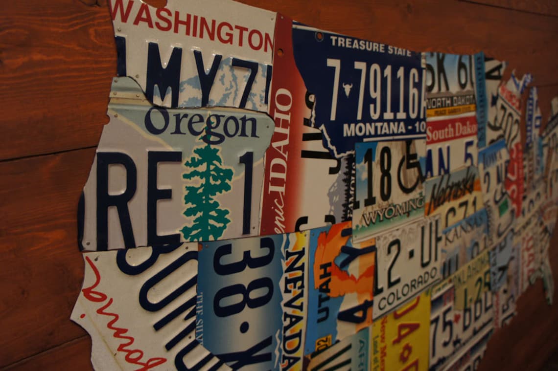 License Plate Map Authentic USA Plates new Large Size | Etsy