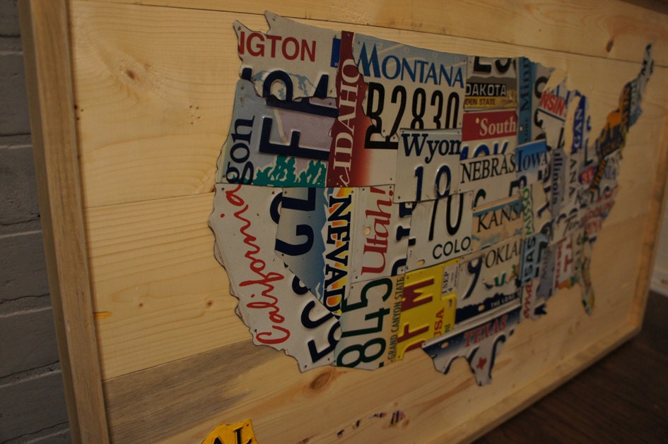 License Plate Map, Authentic US License Plates - Etsy