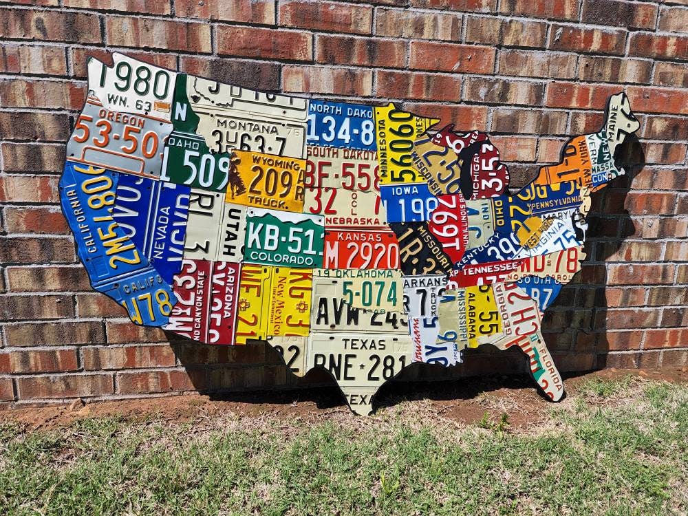 License Plate Map, Authentic USA Plates (new Extra Large Size With ...