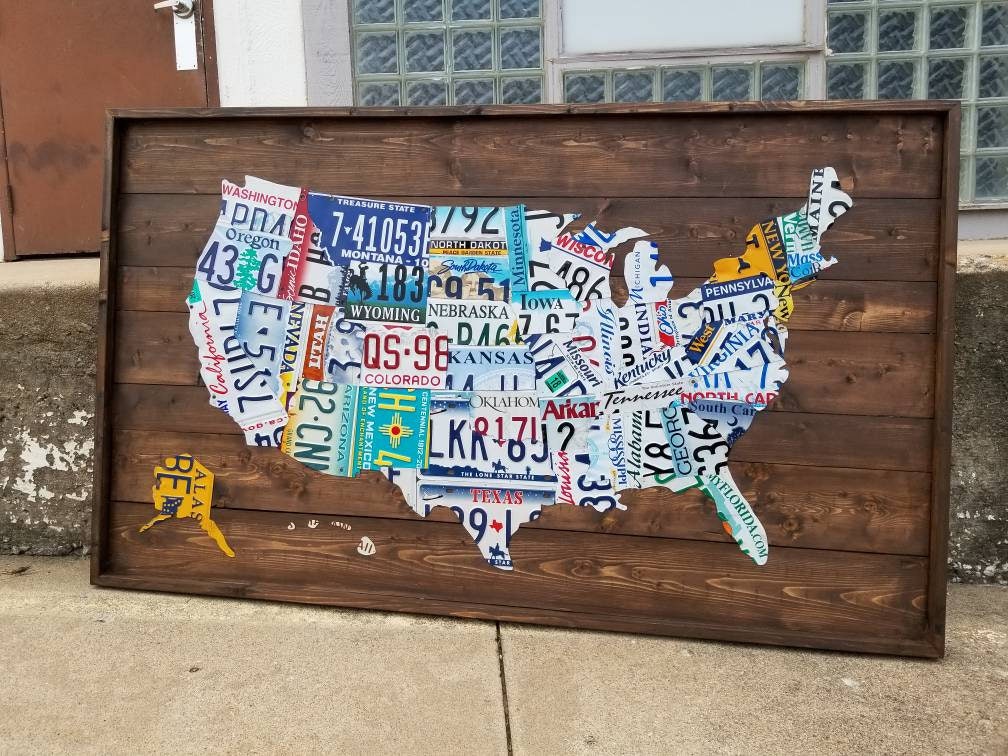 License Plate Map, Authentic USA Plates (new Large Size) - Etsy