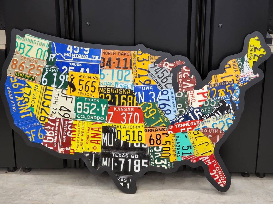 License Plate Map Authentic USA Plates new Extra Large Size - Etsy
