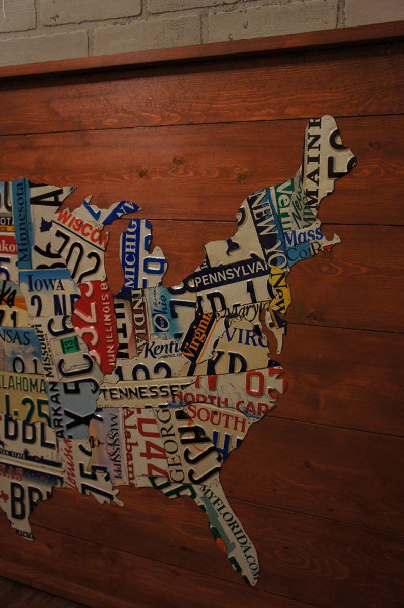 License Plate Map, Authentic USA Plates new Large Size - Etsy