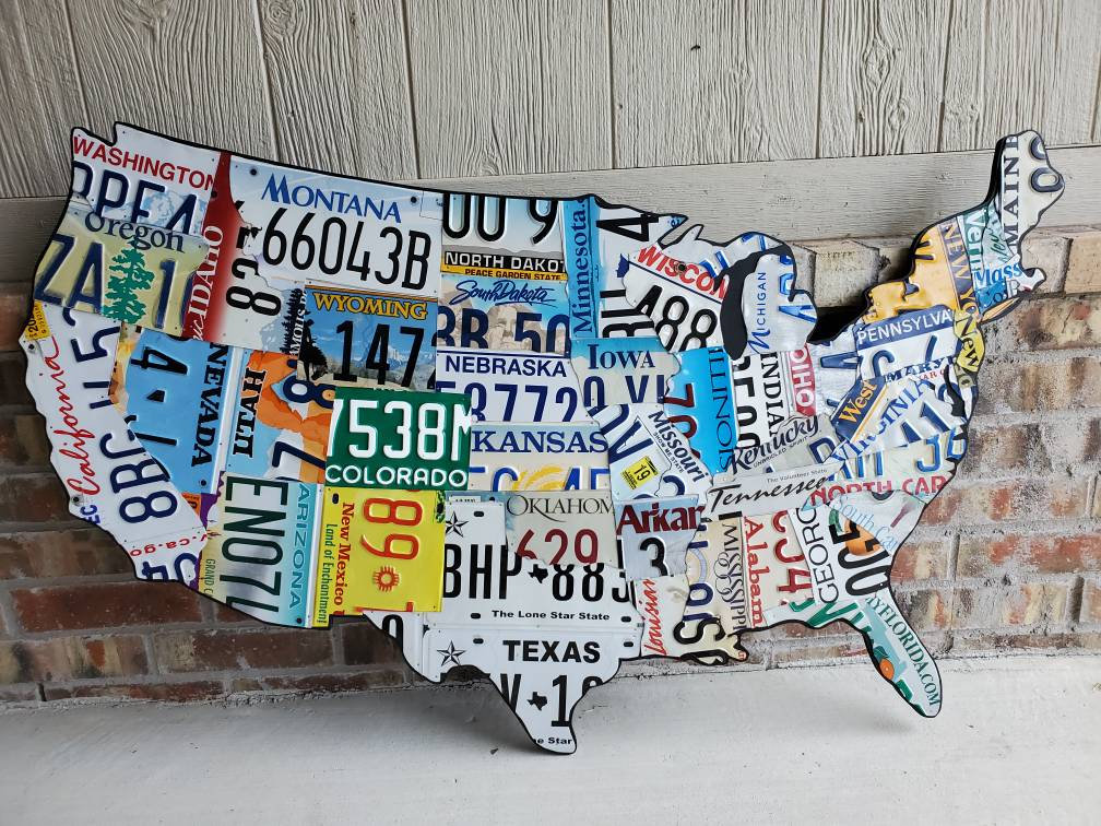 License Plate Map, Authentic USA Plates (new Large Size) - Etsy