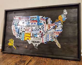 License Plate Map USA Large Metal Wall Art Print - Etsy