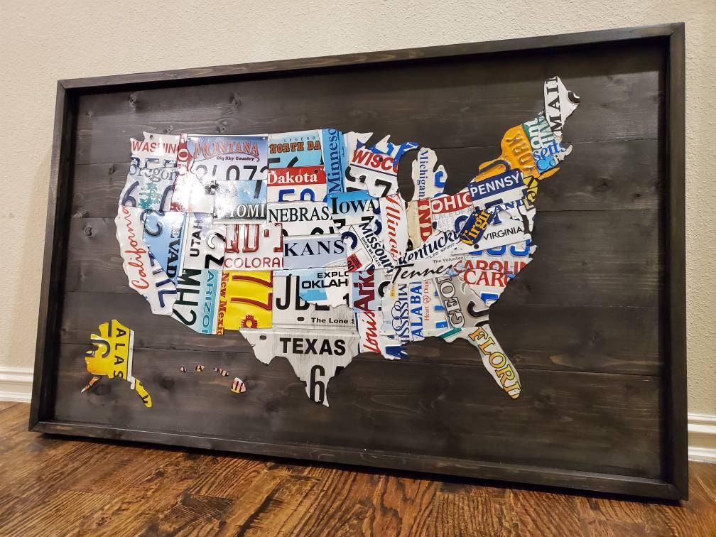 License Plate Map, Authentic US License Plates - Etsy