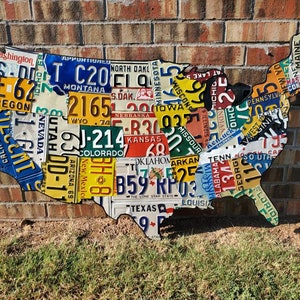 License Plate Map, Authentic USA Plates (new Large Size With Vintage ...