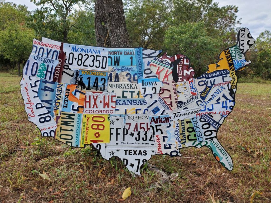 License Plate Map, Authentic USA Plates (new Large Size) - Etsy