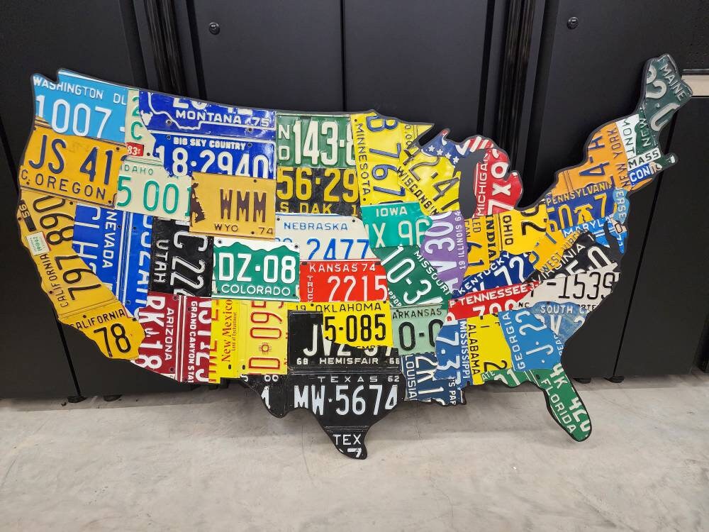 License Plate Map, Authentic USA Plates (new Extra Large Size With ...