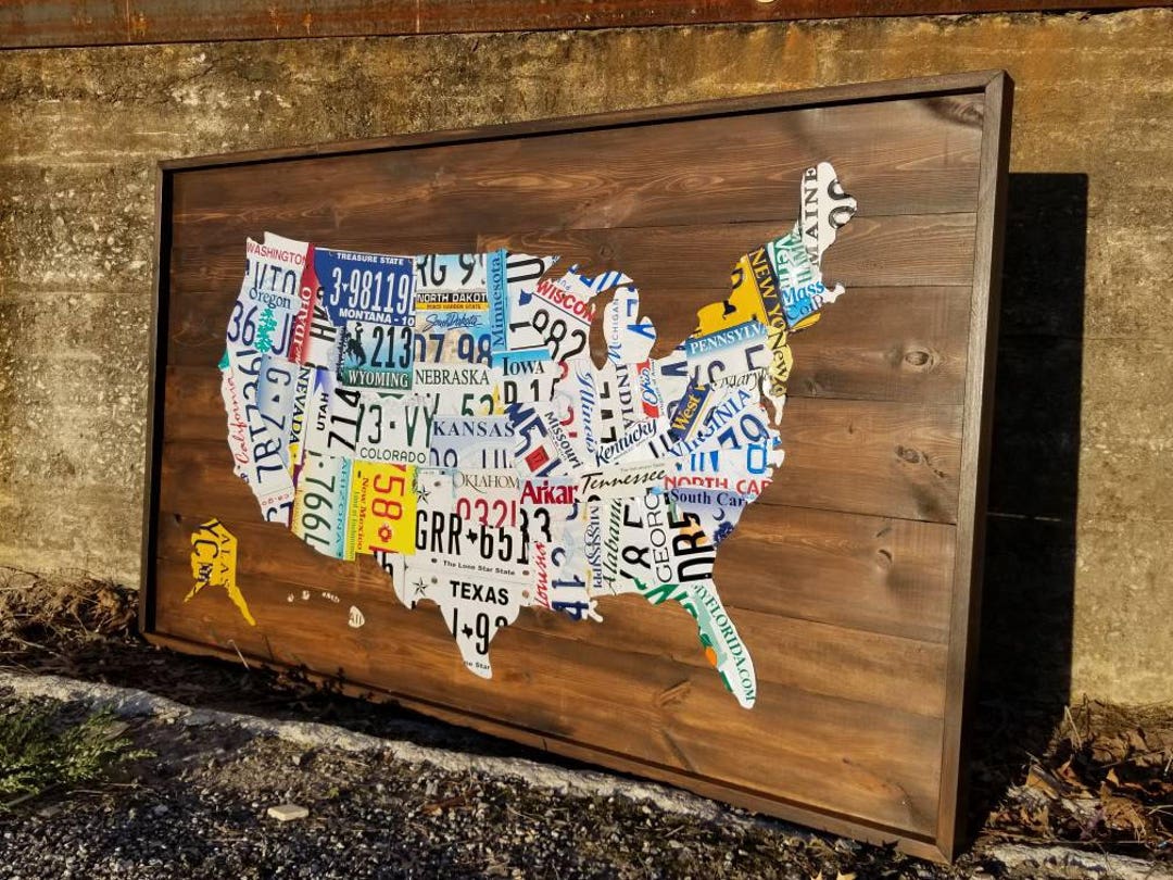 License Plate Map, Authentic USA Plates (new Large Size) - Etsy