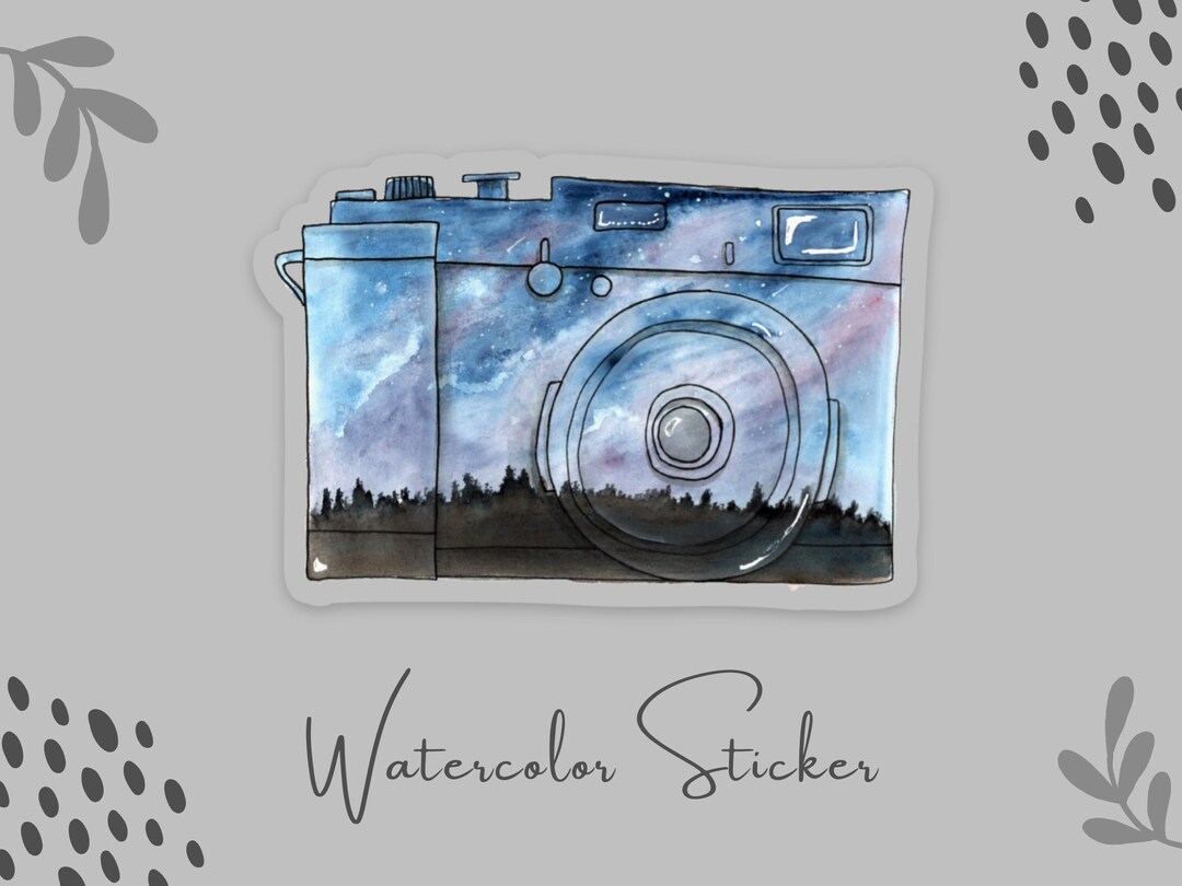 Watercolor Camera Sticker - Photographer Gift Waterproof Vinyl Decal ...
