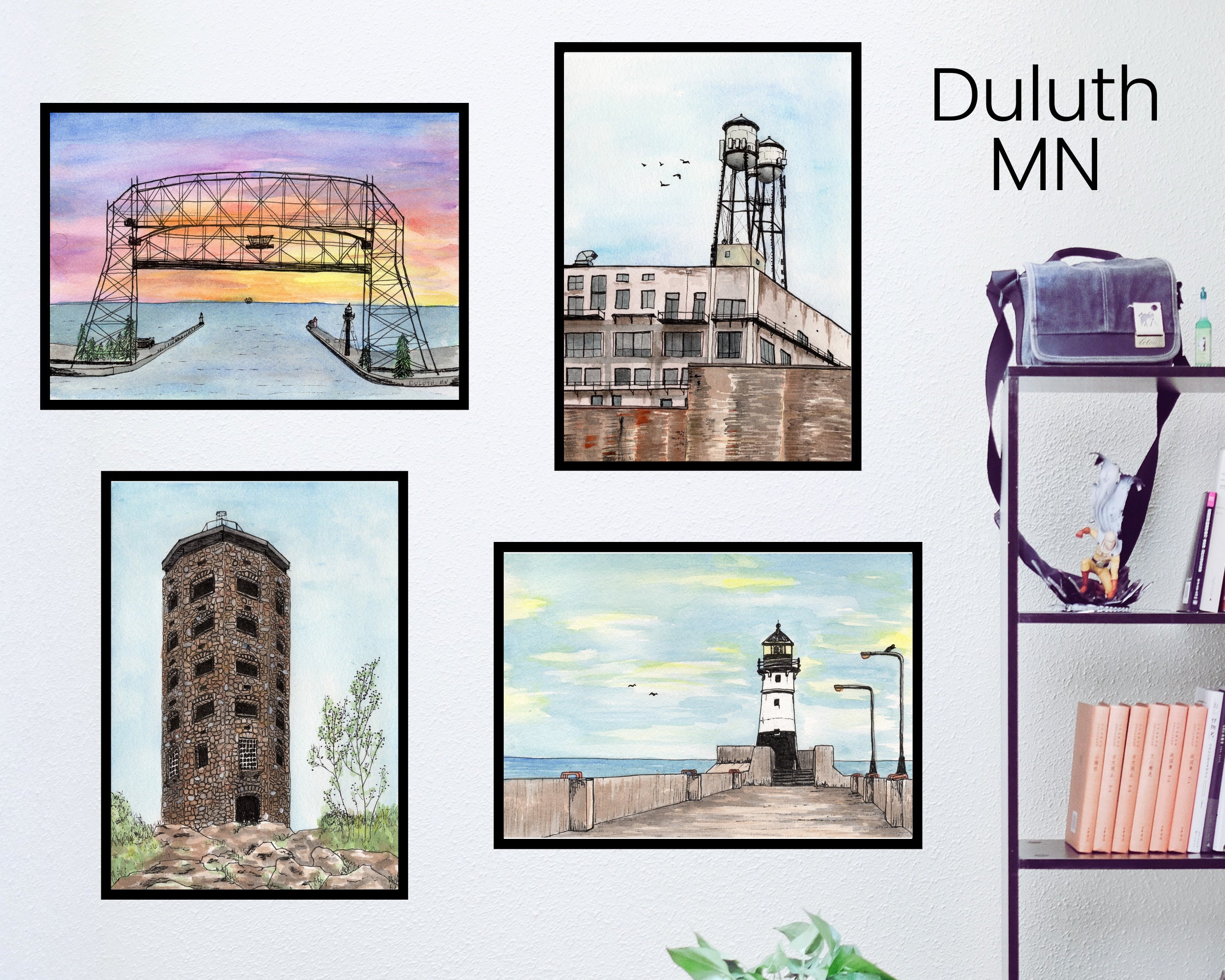 Duluth Minnesota Ink and Watercolor Painting Minnesota Art Digital ...