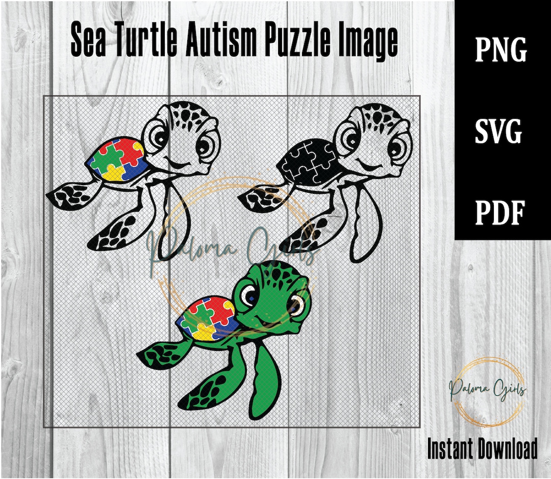 Sea Turtle Autism Puzzle SVG PNG PDF - Etsy