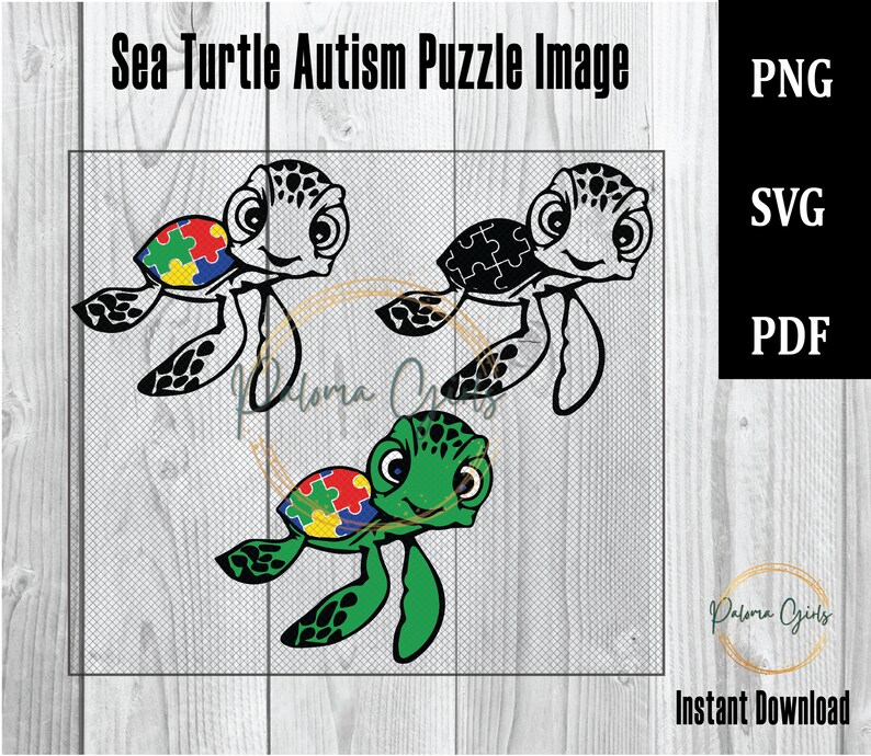 Sea Turtle Autism Puzzle SVG PNG PDF - Etsy