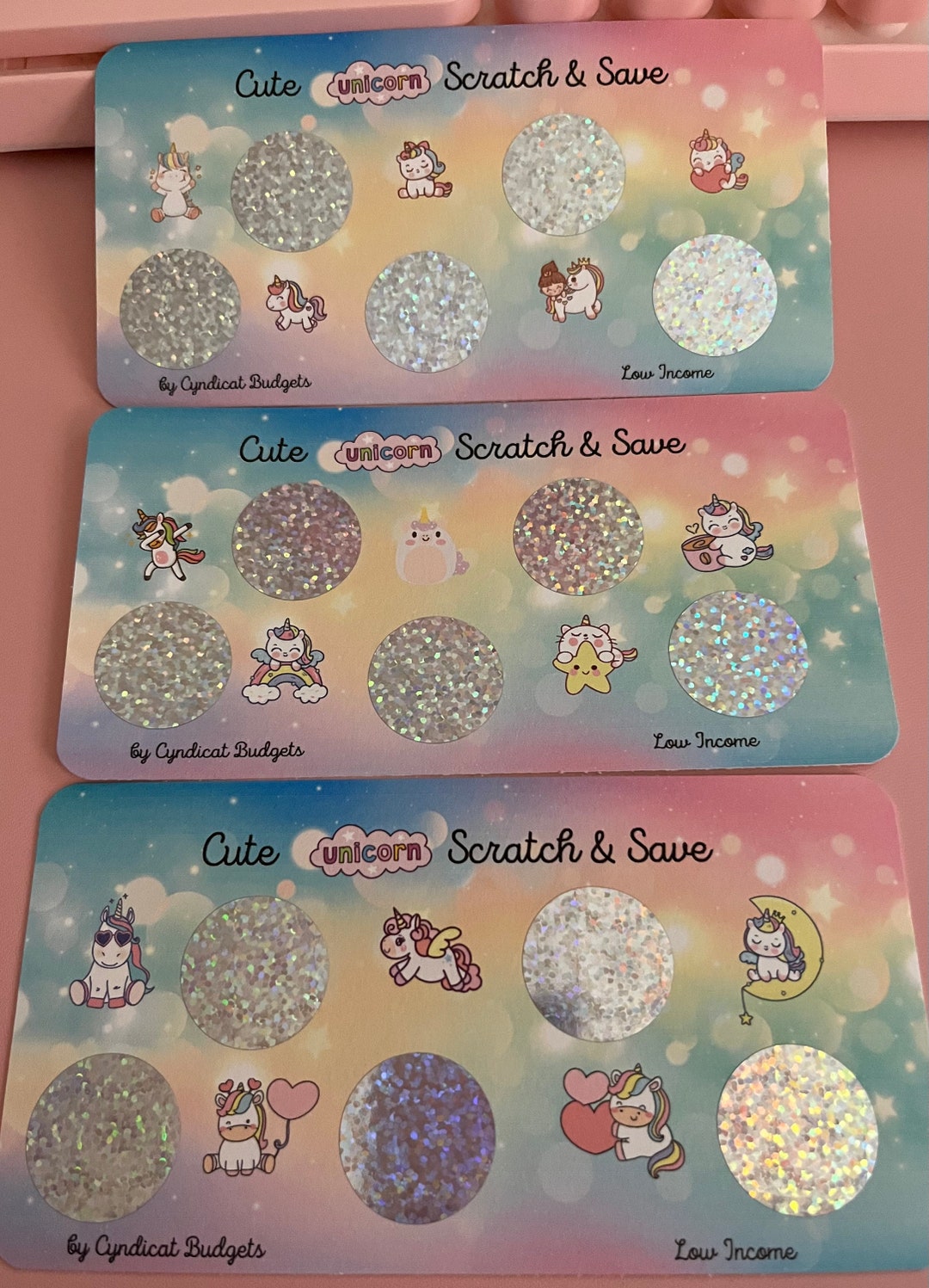 NEW Cute Unicorn Scratch & Save Cards Low Income Laminated - Etsy