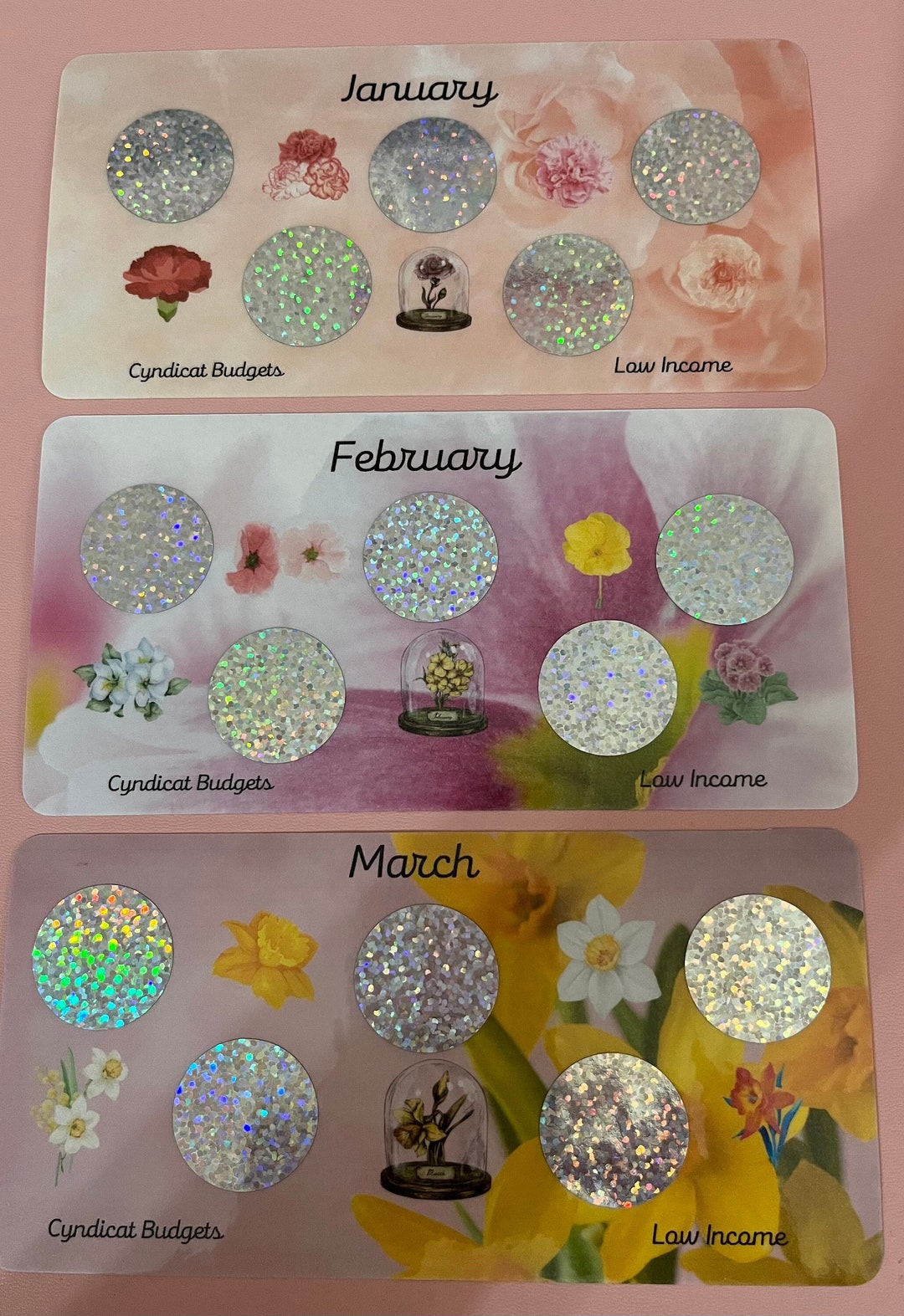 Monthly Flower of the Month Low Income Scratch off Savings Challenge ...