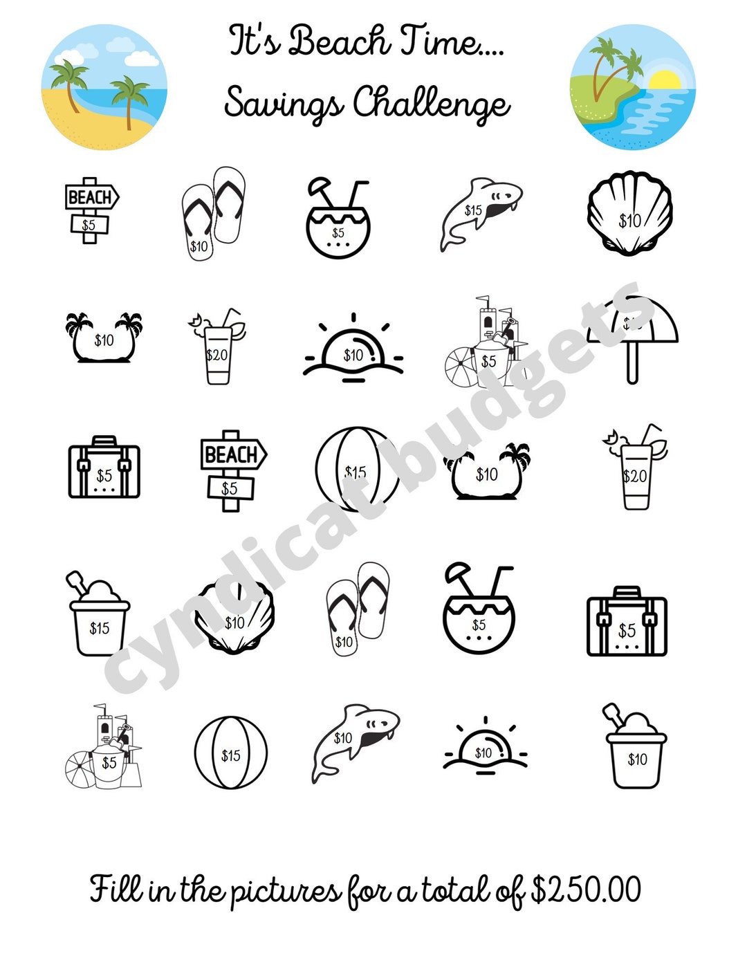 Its Beach Time Savings Challenge - Etsy