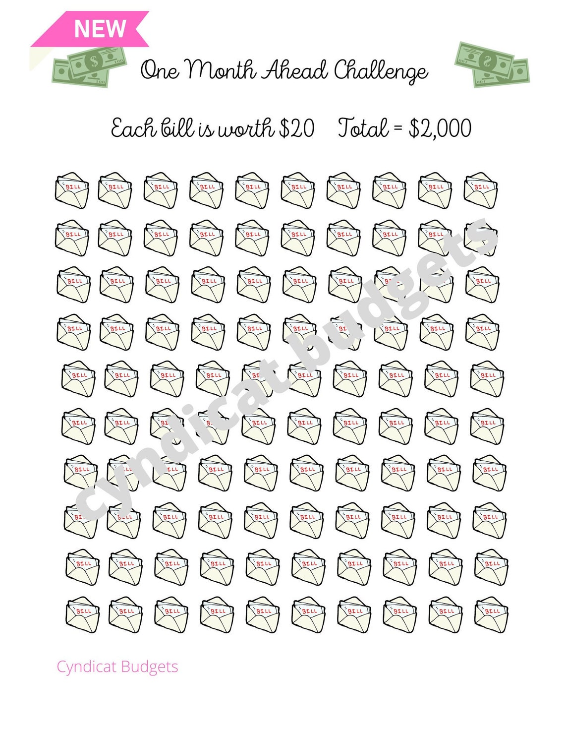 One Month Ahead Challenge Printable - Etsy