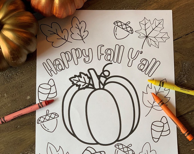 Printable Happy Fall Y'all Coloring Page - Kid's Coloring Page - Adult ...