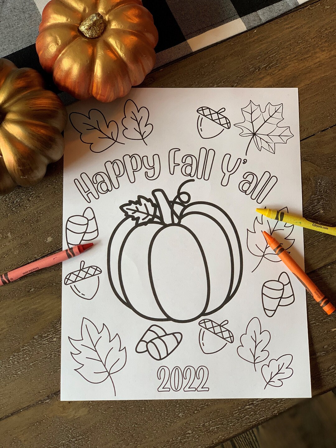 Printable Happy Fall Y'all Coloring Page Kid's - Etsy