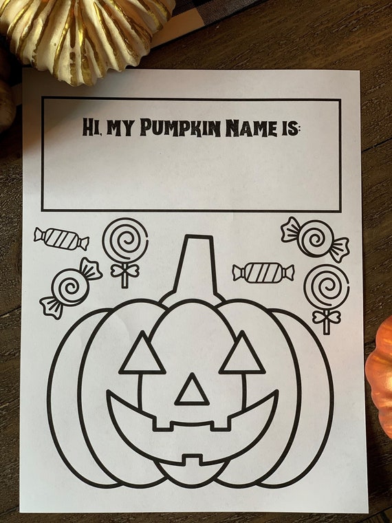 Printable Pumpkin Name Plate Coloring Page Kid's - Etsy