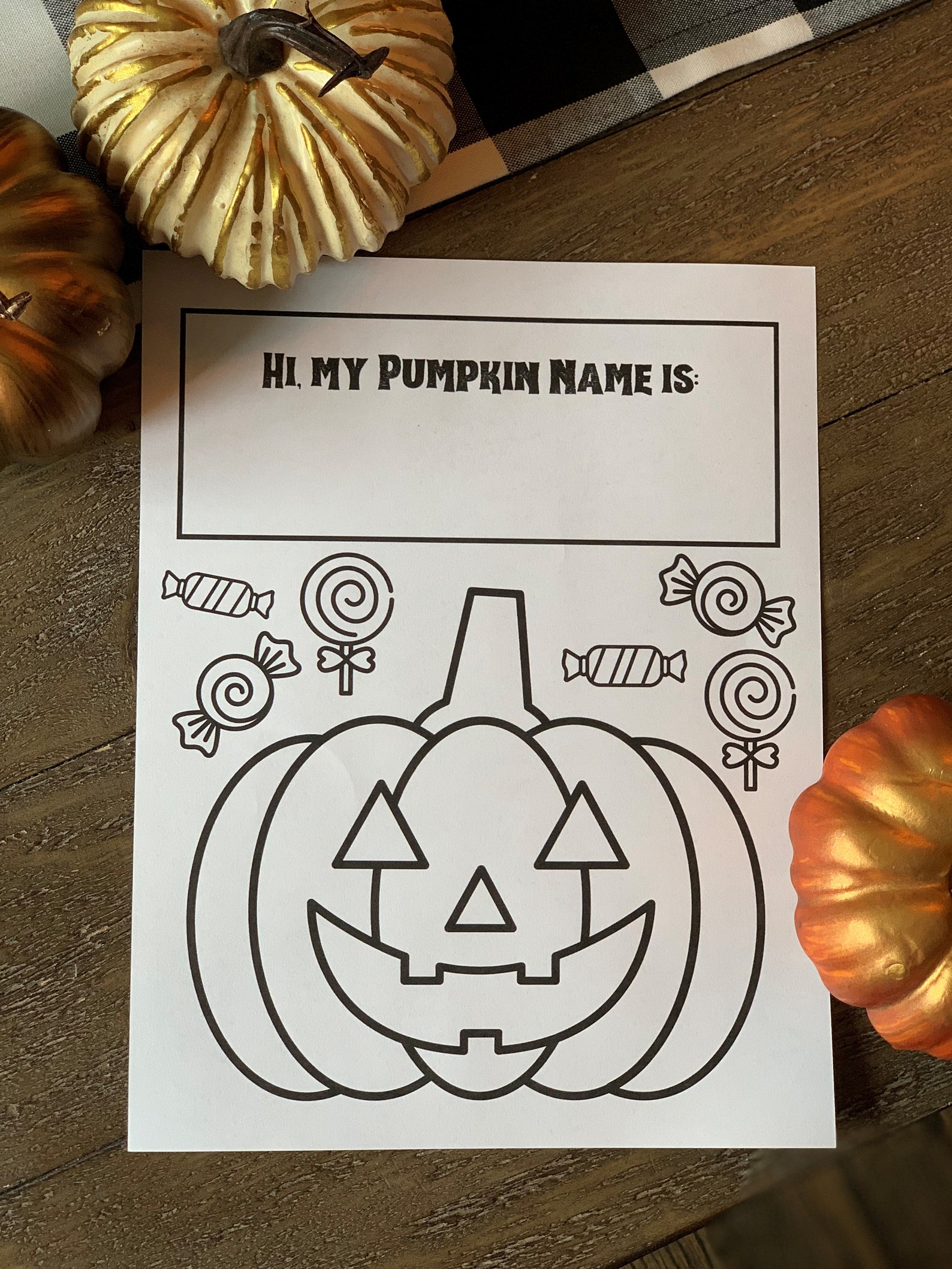 Printable Pumpkin Name Plate Coloring Page Kid's - Etsy