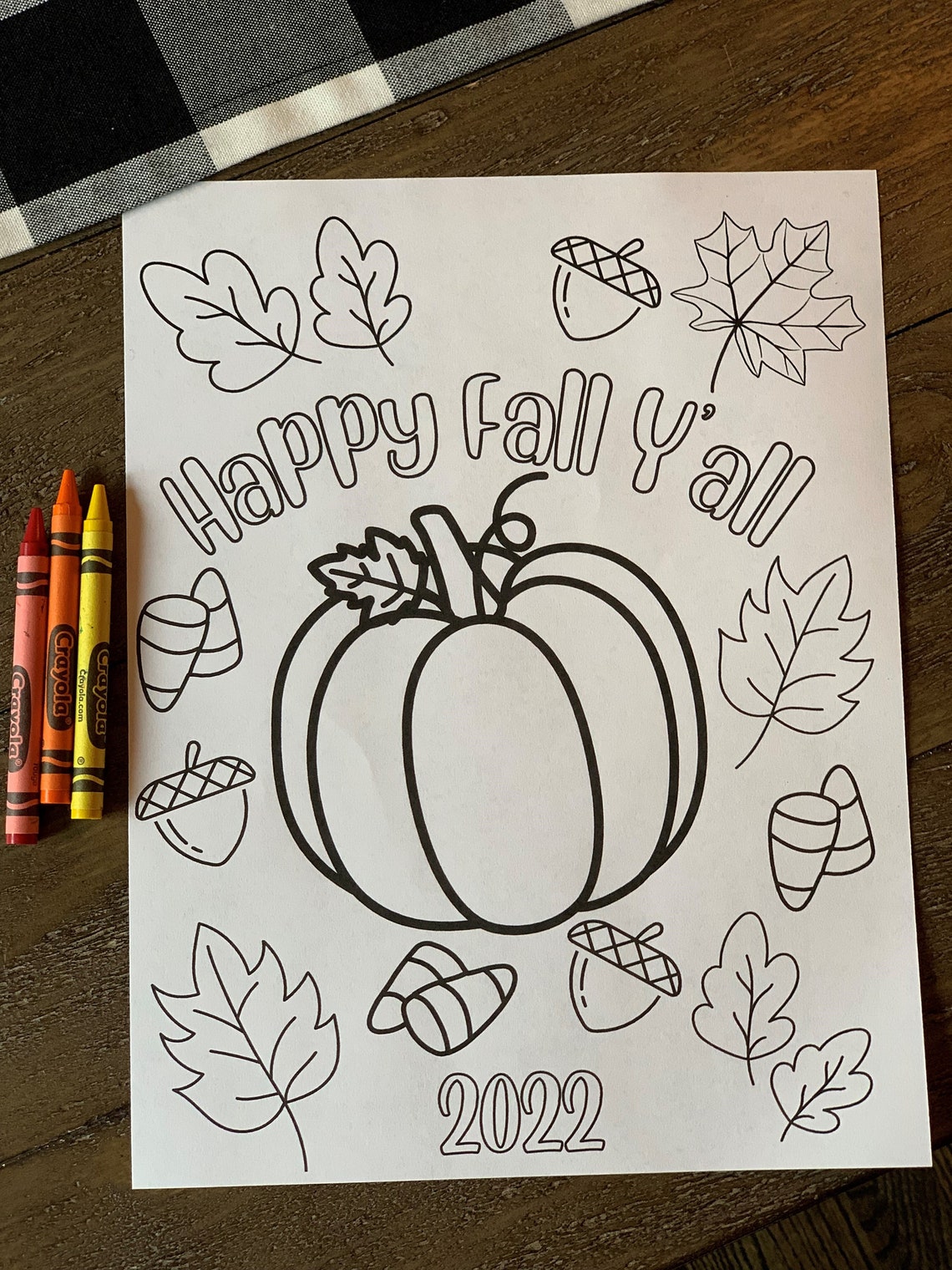 Printable Happy Fall Y'all Coloring Page Kid's - Etsy