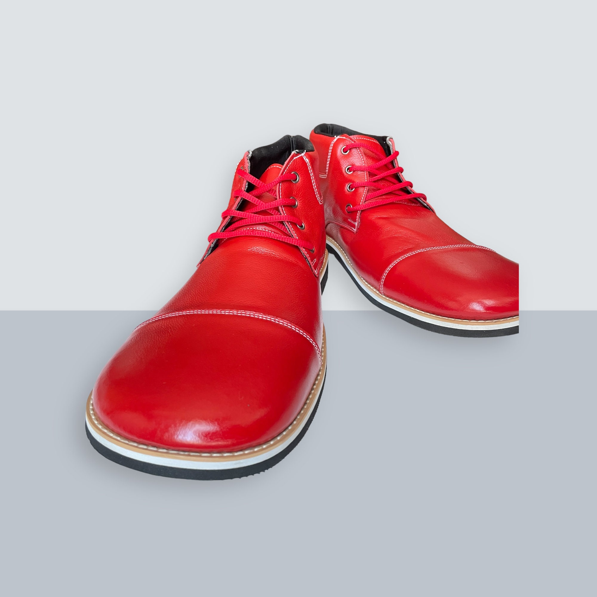 Handmade Leather Clown Shoes Red | Oversize Flapjack-Style Professional ...