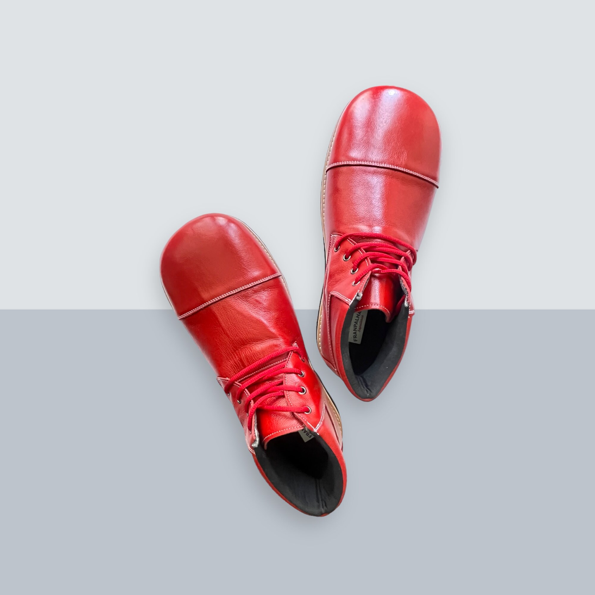 Handmade Leather Clown Shoes Red | Oversize Flapjack-Style Professional ...