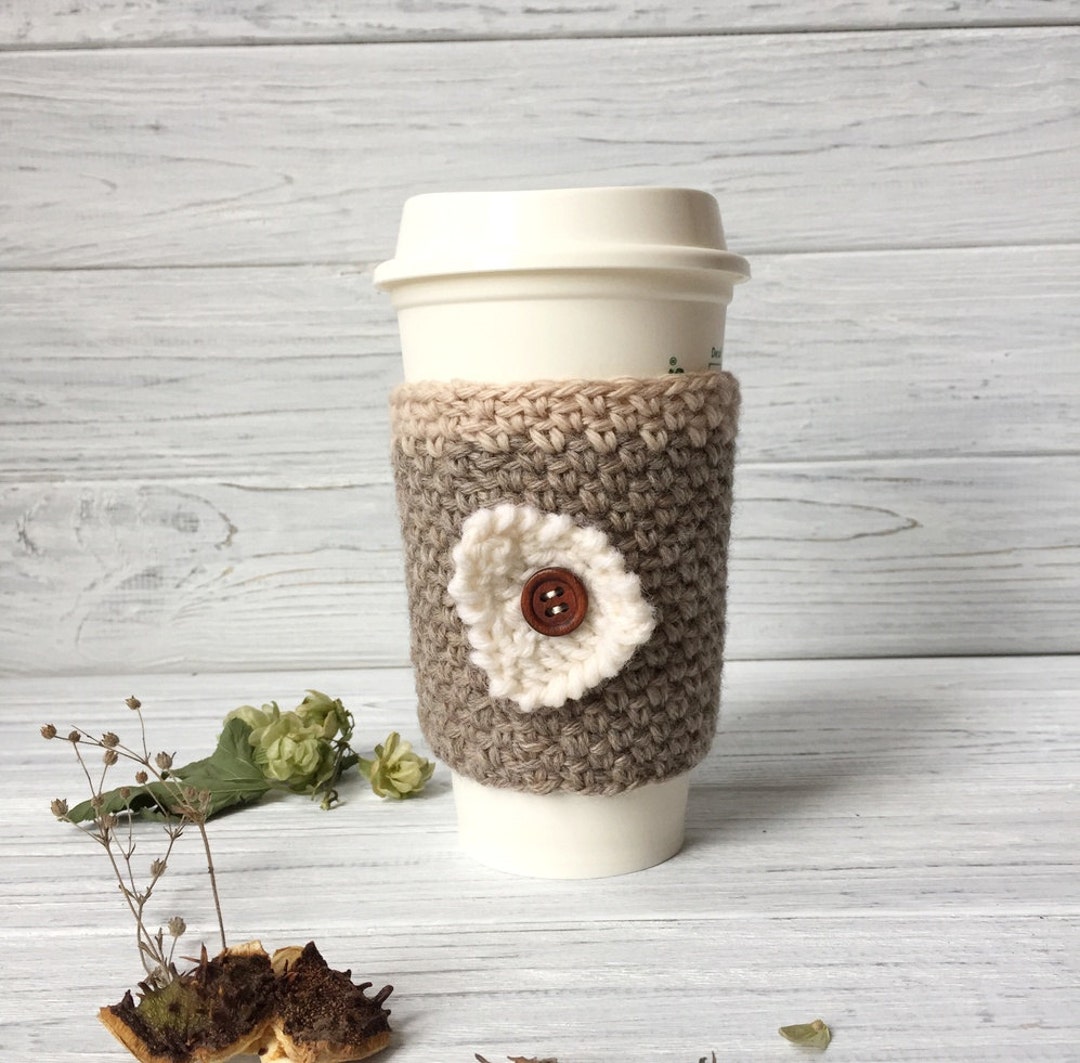 Beige Cup Cozy, Tea Cozy, Coffee Cozy, Coffee Cup Sleeve, Tea Cup ...