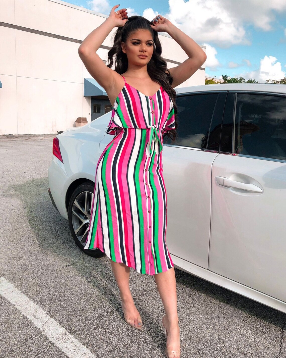 Multi Color Stripe Midi Dress | Etsy