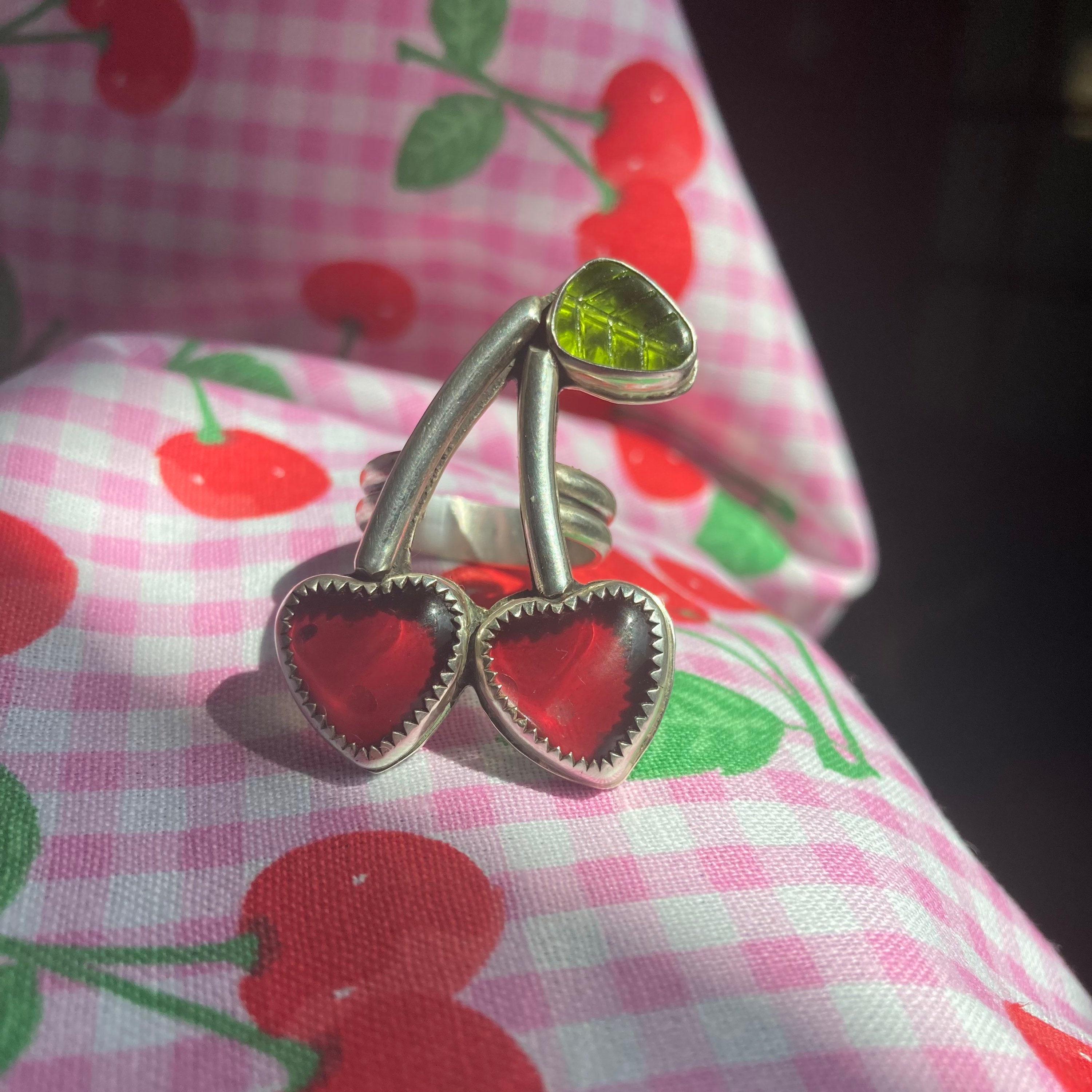 Cherry Hearts Ring Sterling Silver - Etsy