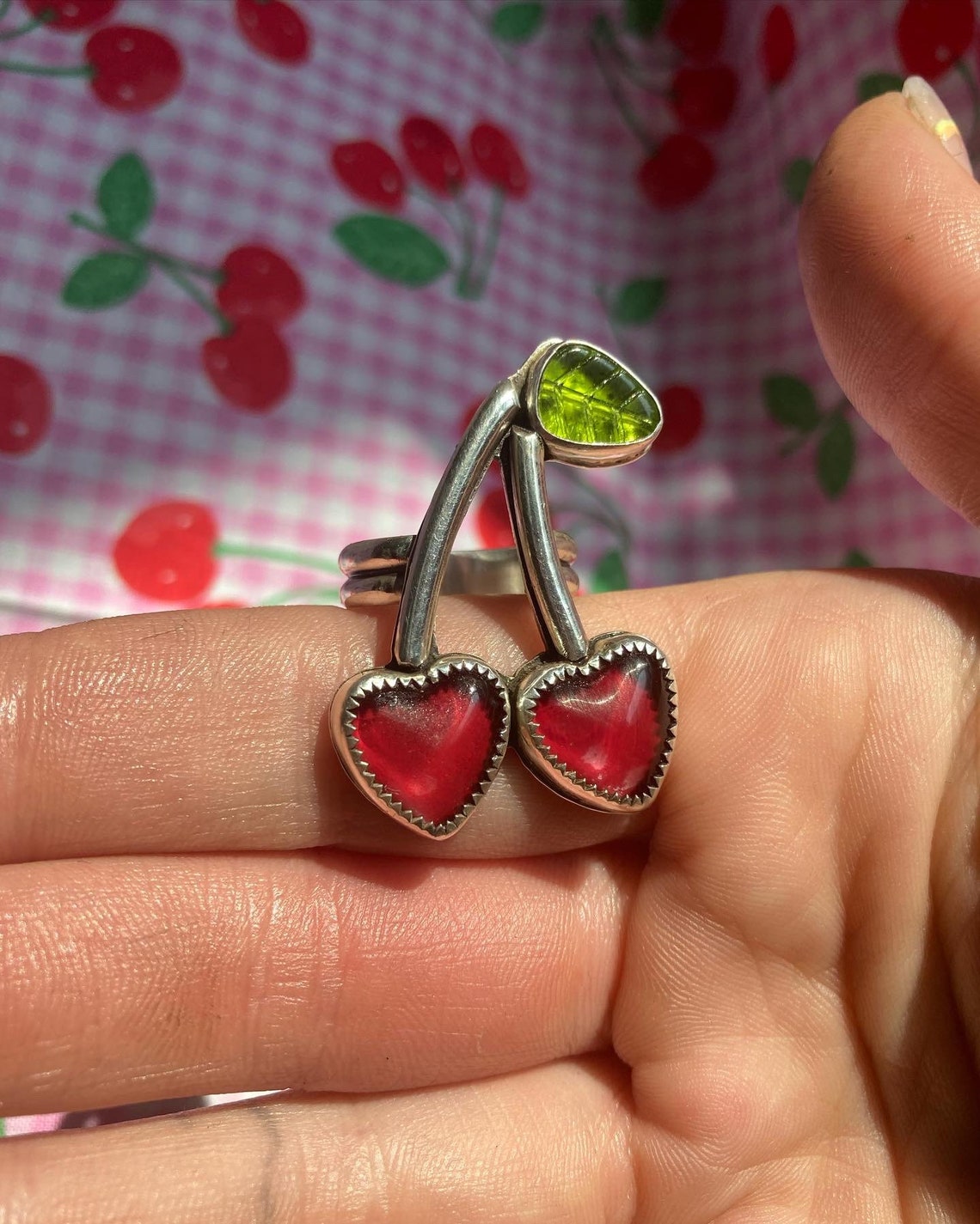 Cherry Hearts Ring Sterling Silver - Etsy