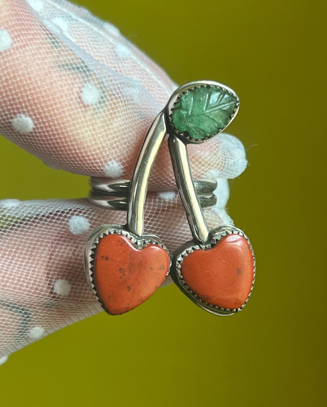 Cherry Hearts Ring Sterling Silver - Etsy