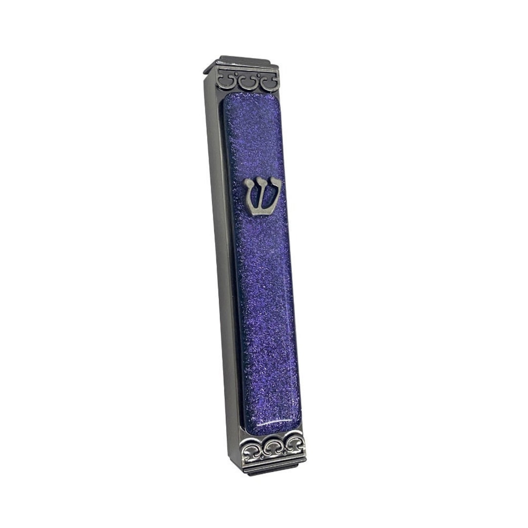 Shimmering Violet Art Glass Mezuzah - Easy Mount Indoor or Outdoor ...