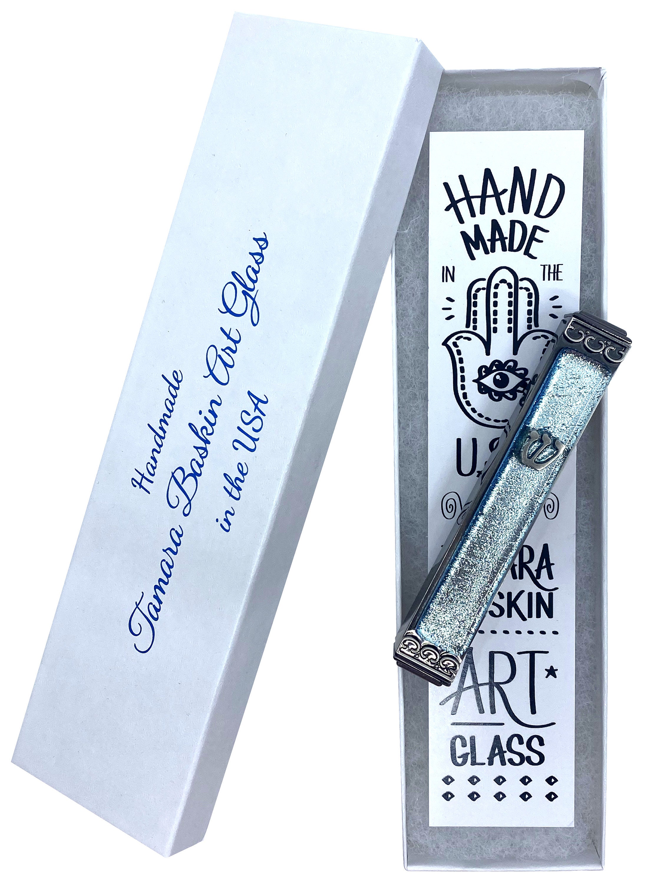 Shimmering Silver Art Glass Mezuzah Easy Mount Indoor or - Etsy
