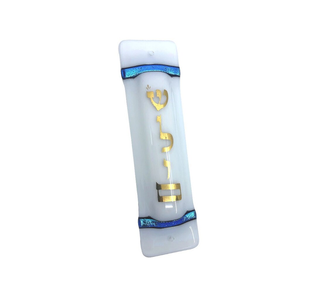 Handmade Opal White Shalom Art Glass Mezuzah - Etsy