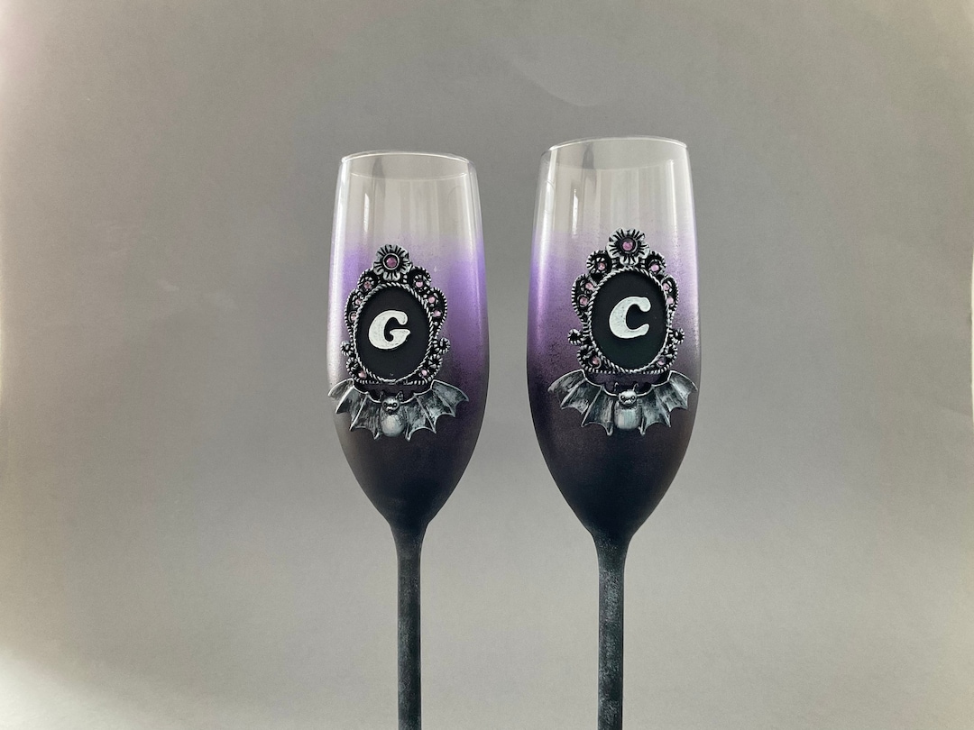 Gothic Goblets Black Halloween Wedding Anniversary Glasses Altar ...