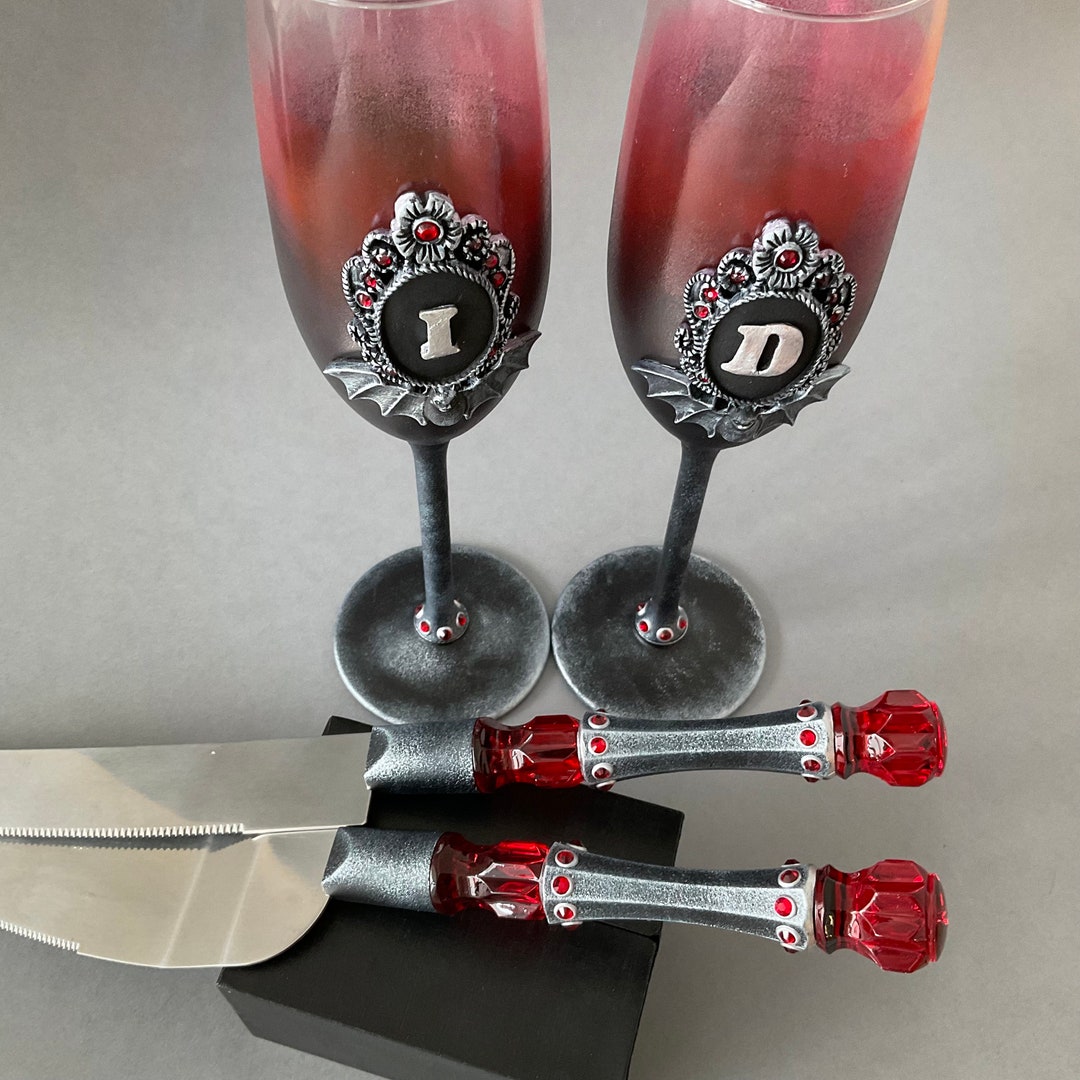 Gothic Server Set Black and Red Cake Knife - Etsy
