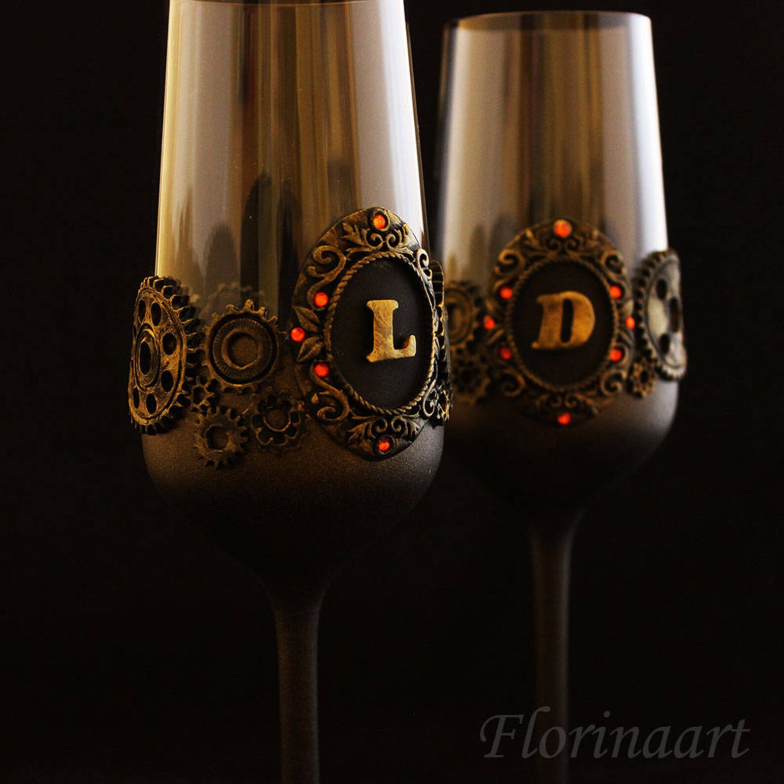Steampunk Personalized Set Steampunk Wedding Glasses - Etsy