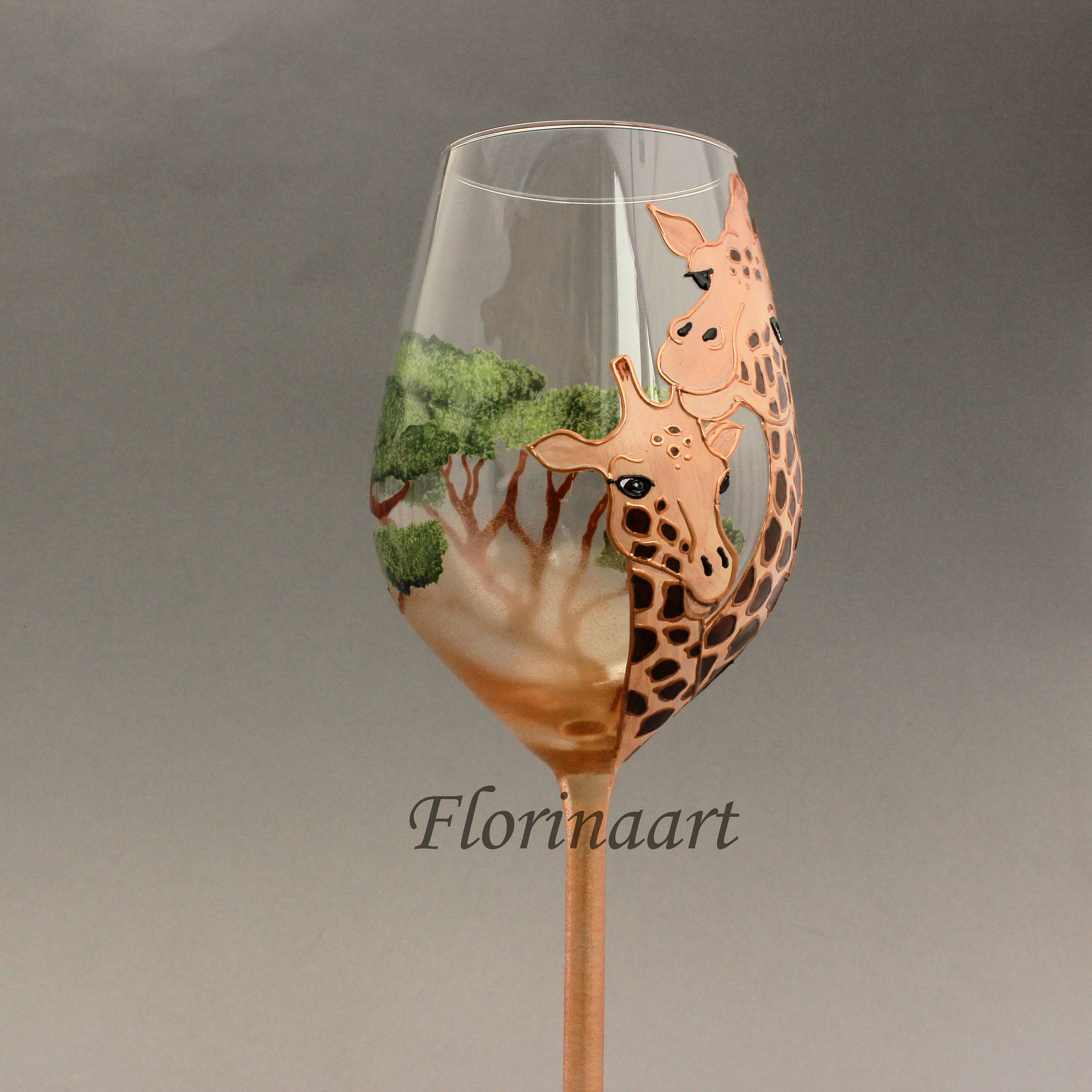 Giraffe Wine Glass Giraffe Gift Giraffe Art Hand Painted | Etsy