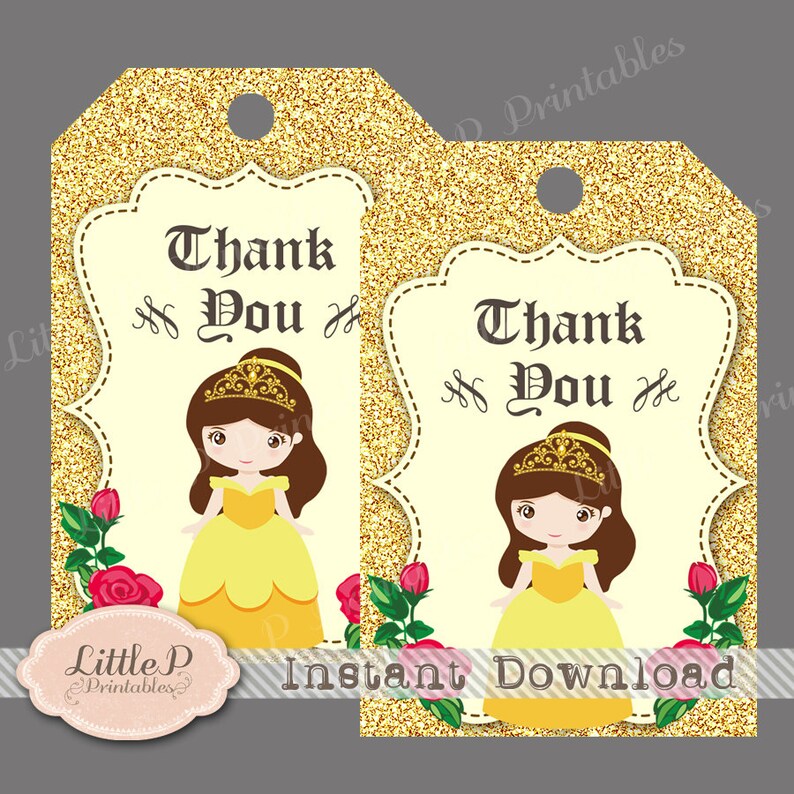 Belle THANK YOU Tag. Belle Favour Tag. Instant Download. Belle - Etsy