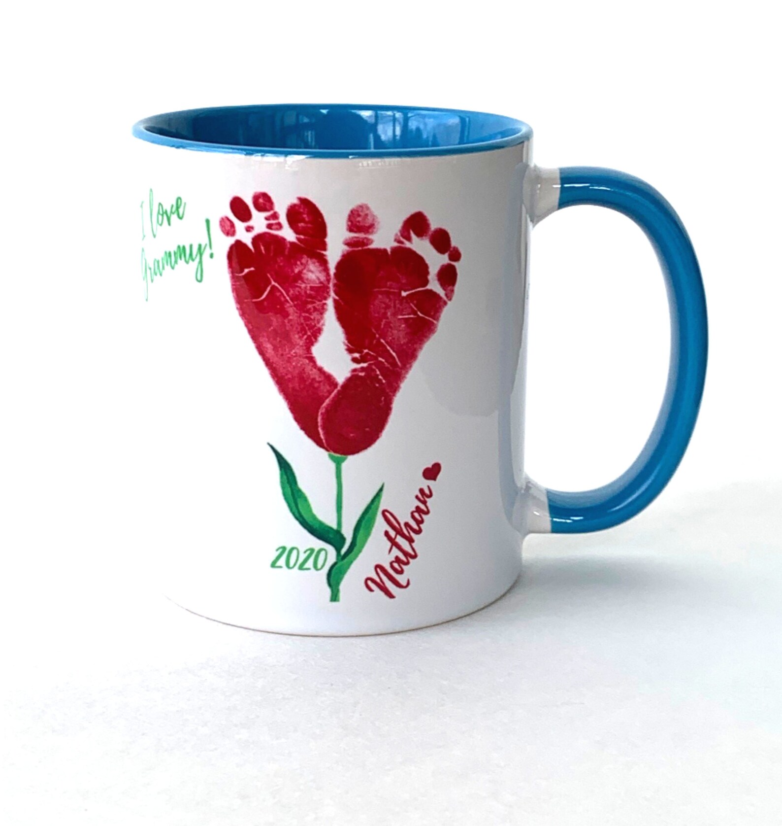 Baby Handprint FLOWER Mugs Baby Footprint Flower Mugs | Etsy
