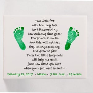 Toddler & Baby Footprint Art Plaque W/poem Using Child's - Etsy