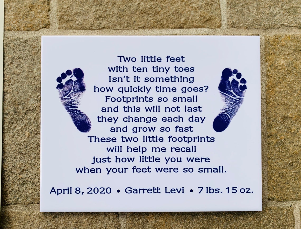Toddler & Baby Footprint Art Plaque W/poem Using Child's - Etsy