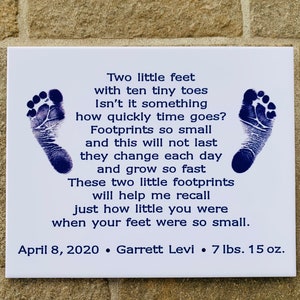 Toddler & Baby Footprint Art Plaque W/poem Using Child's - Etsy