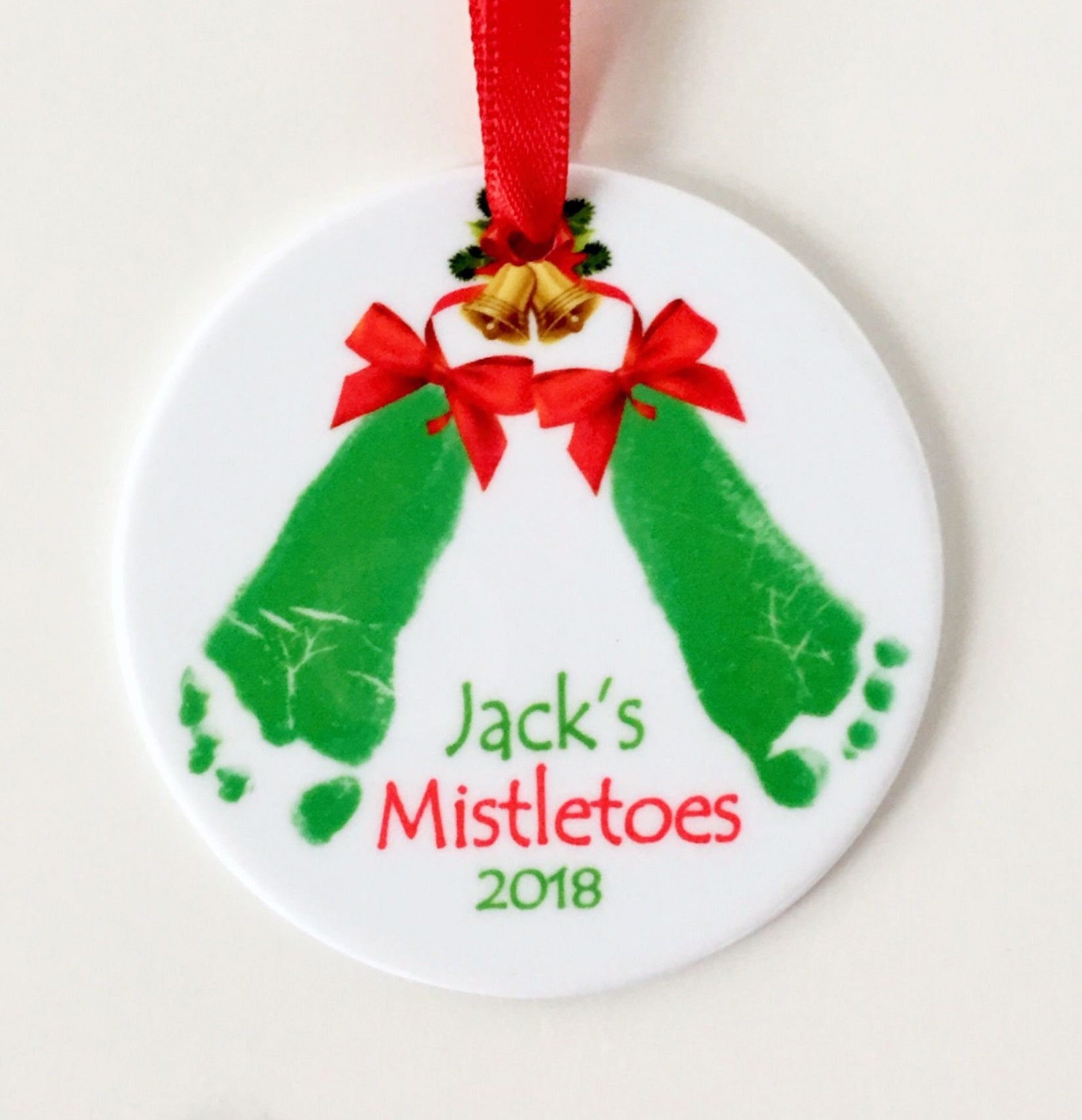 Baby Mistletoe Footprints Ornament W/decorative Ribbon, Baby & Toddler ...